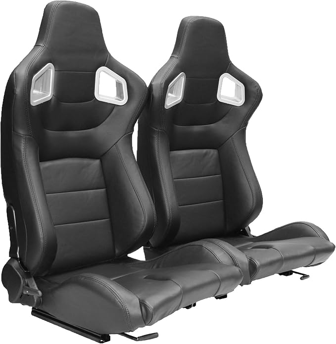 MODAUTO Asiento Deportivo Coche, Semibaquet Ajustable, de Cuero, con ...