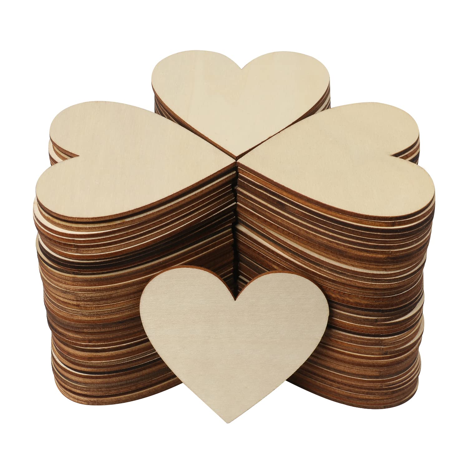 Wood Heart Cutouts,130 PCS 3.15 Inch Unfinished Wooden Hearts Shapes ...