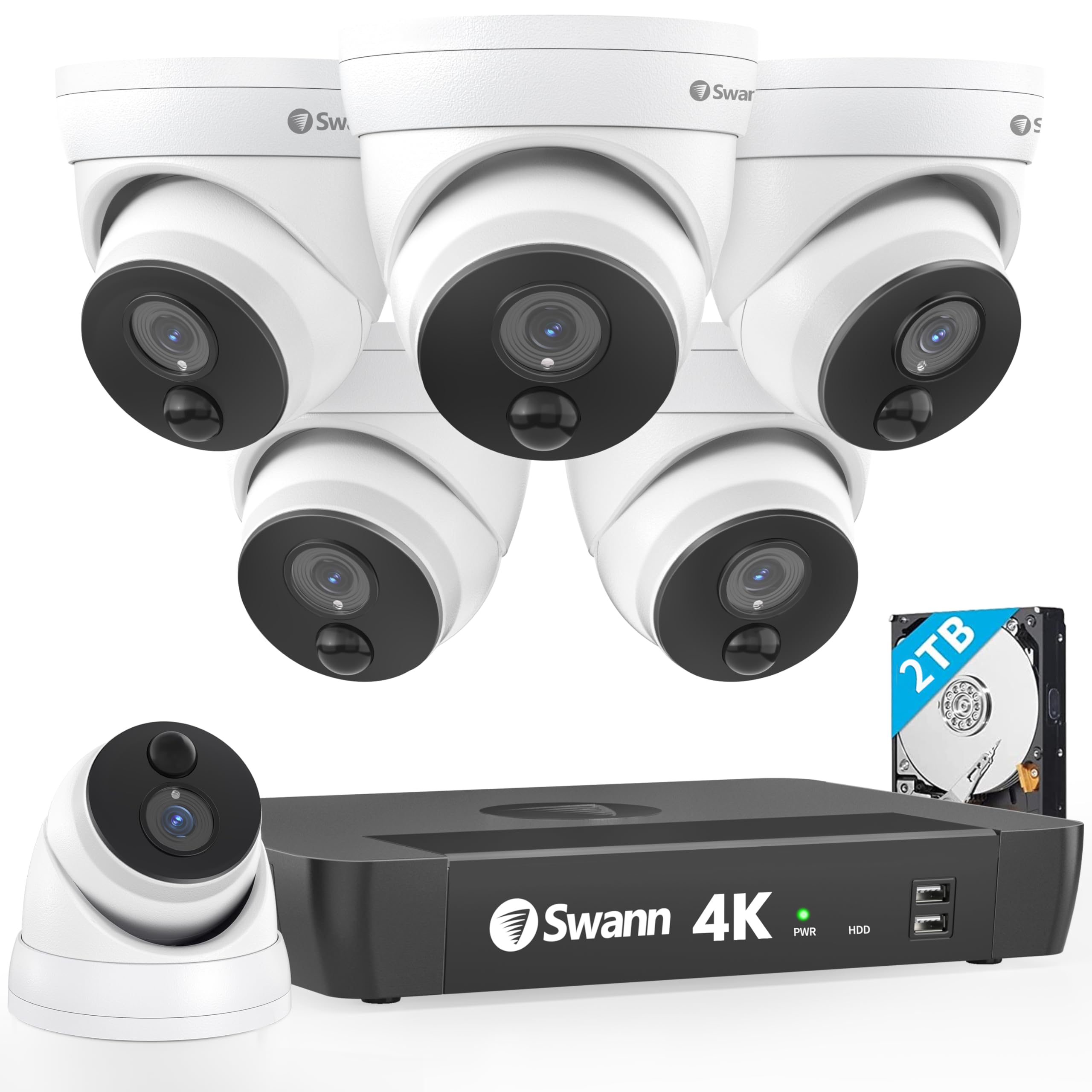Swann 4K Master Security Camera System, 6 Bullet 2 Dome IP Cameras, 8 ...