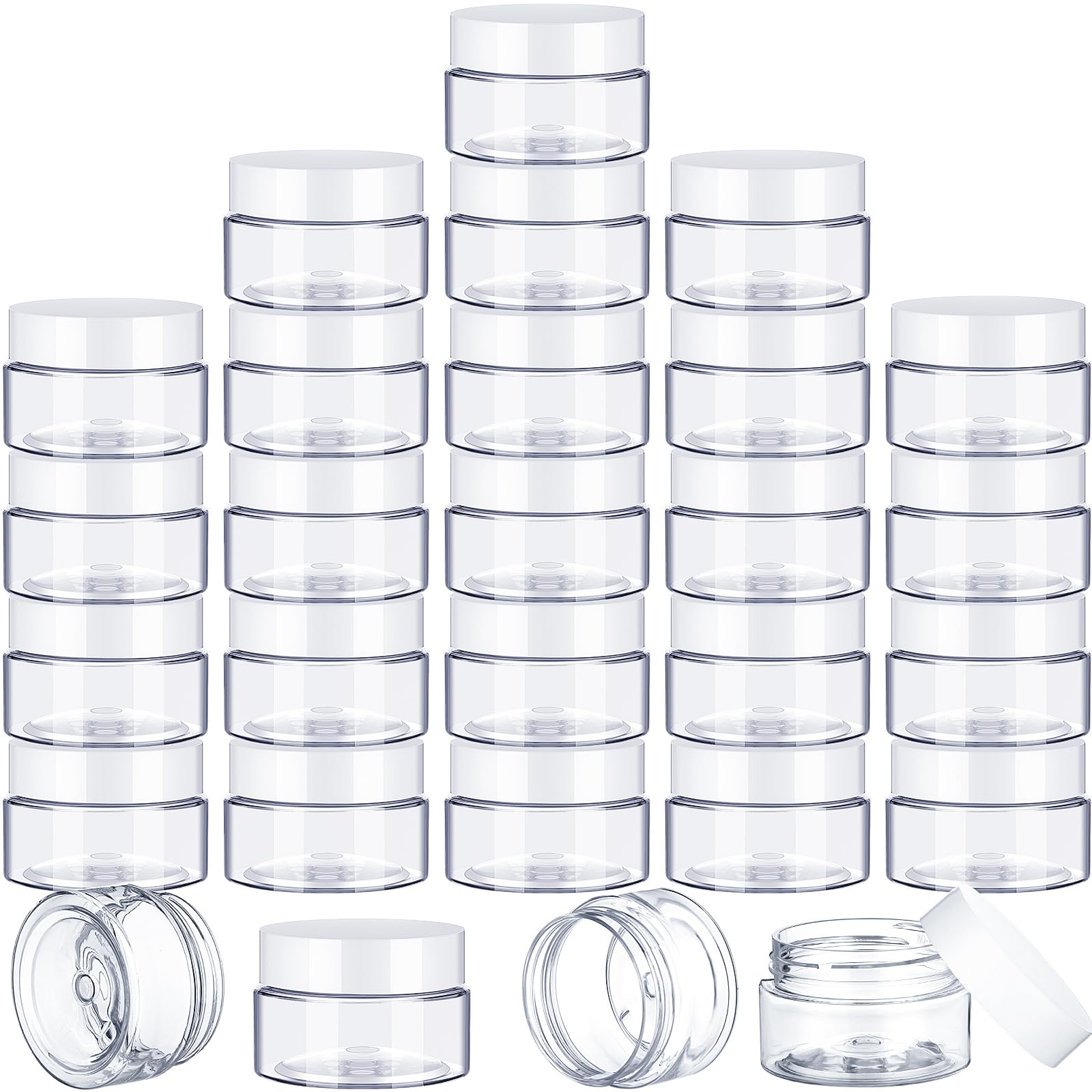 SATINIOR 100 Pcs Plastic Jars with Lids Small Containers Lids Wide ...