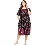 Only Necessities Women's Plus Size Mixed Print Long Lounger House Dress ...