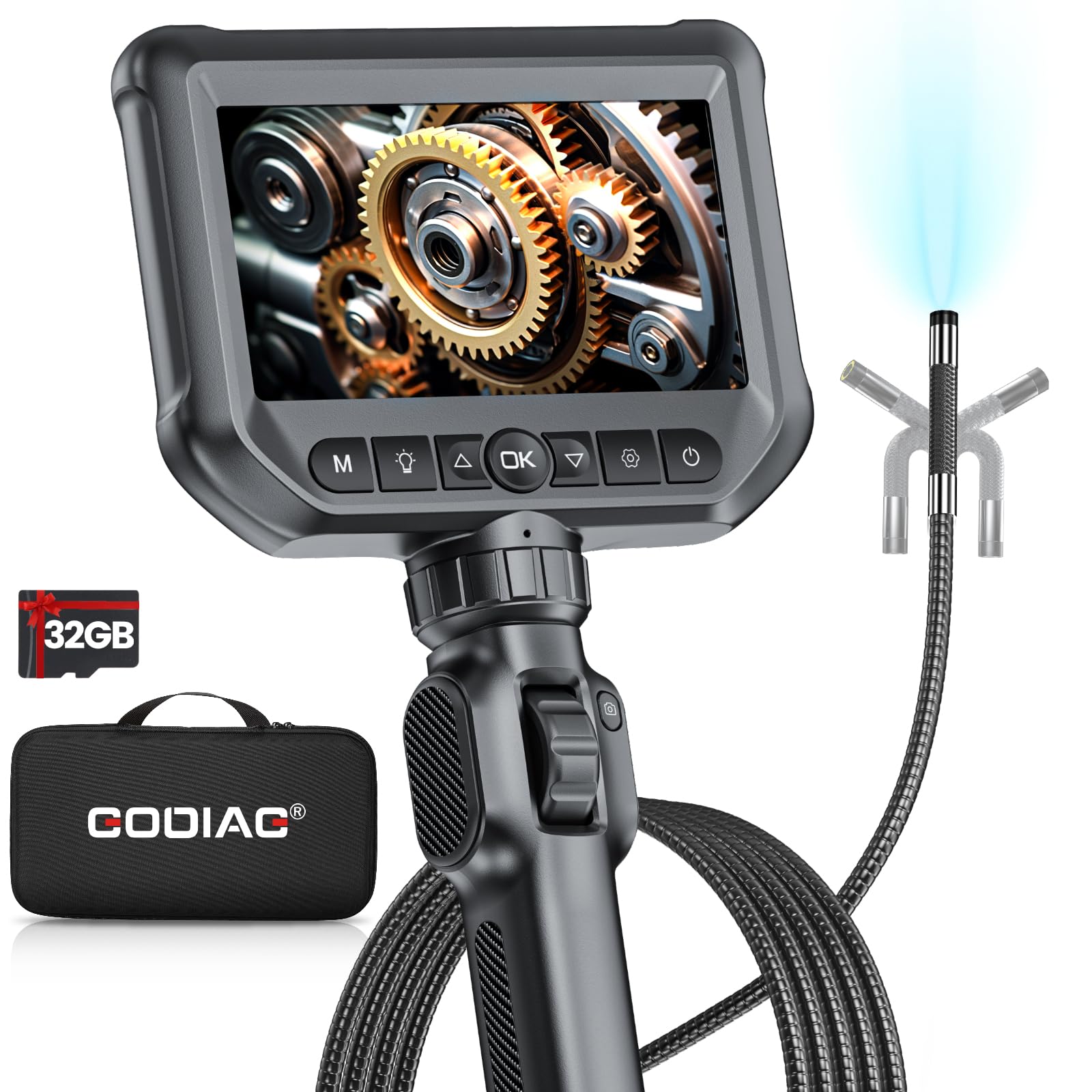 Two-Way Articulating Borescope Camera with Light, GODIAG Industrial ...