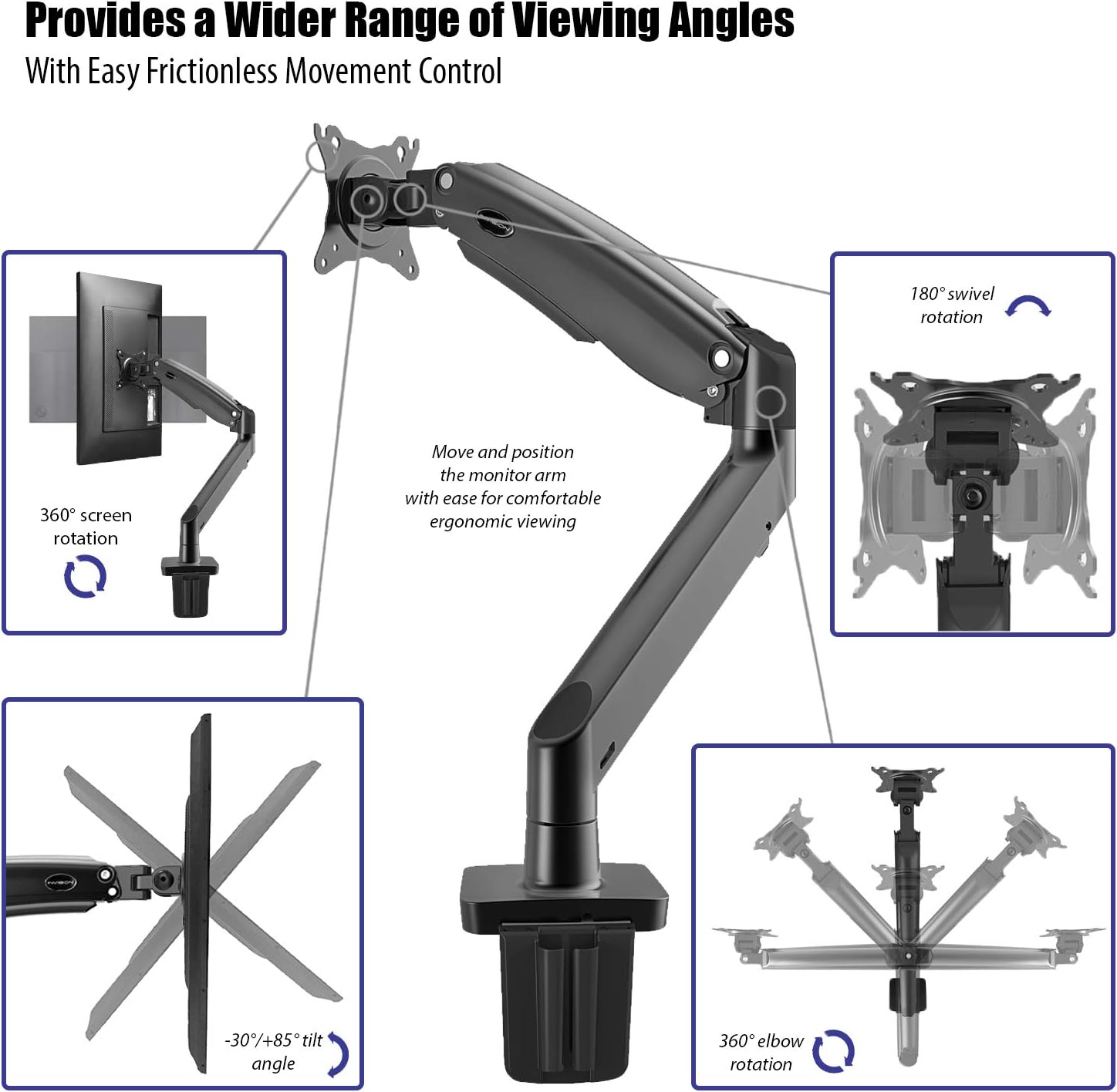 Invision Monitor Arm Bracket Mount for 24-40 Inch Screens VESA 75-100mm ...