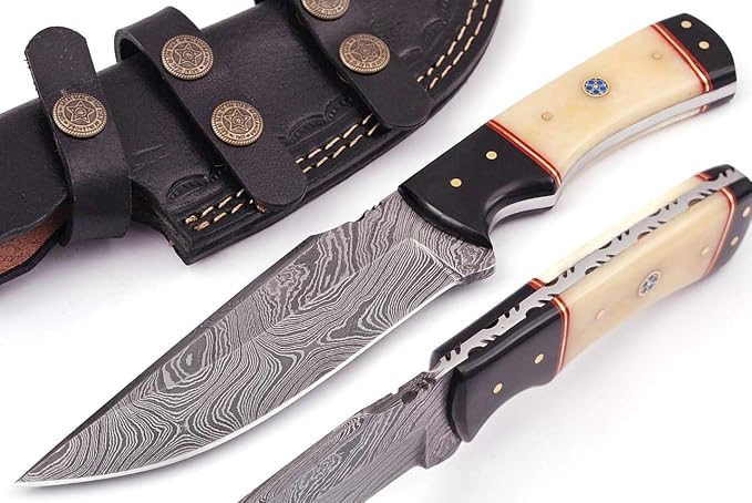 Grace Knives Hunting Damascus Steel Handmade Knife Bowie Knife 10" with ...