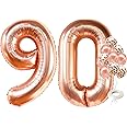 Amazon.com: Giant, Rose Gold 90th Birthday Balloons - 40 Inch | Rose ...