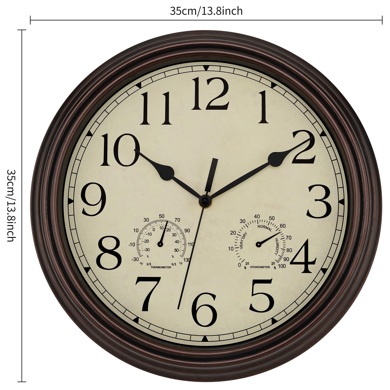 Mua Foxtop 14 Inch Wall Clock with Thermometer and Hygrometer Combo ...