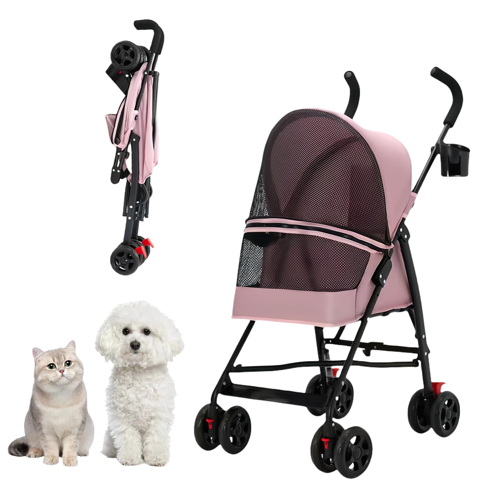 Pet Stroller for Small Dogs,CYUmail 4 Wheels Foldable Dog Stroller,Pet ...
