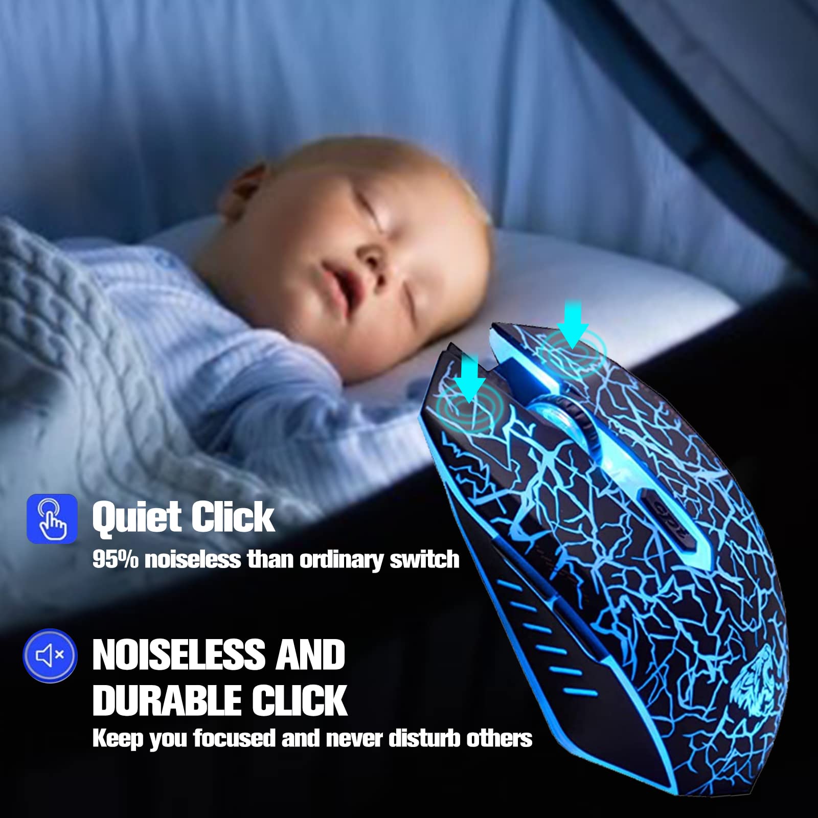 Mua C10 Wireless Gaming Mouse Rechargeable Silent Optical Mice 7 Colors ...