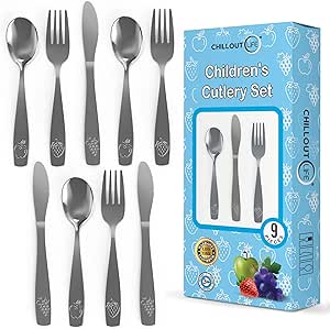 Amazon.com: 9 Piece Stainless Steel Kids Silverware Set - Child and ...