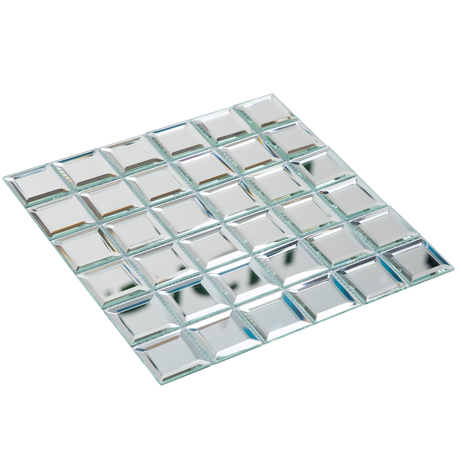 Lovdeco Mirror Glass Mosaic Tile 2" Beveled Silver Crystal Mosaic Tile ...