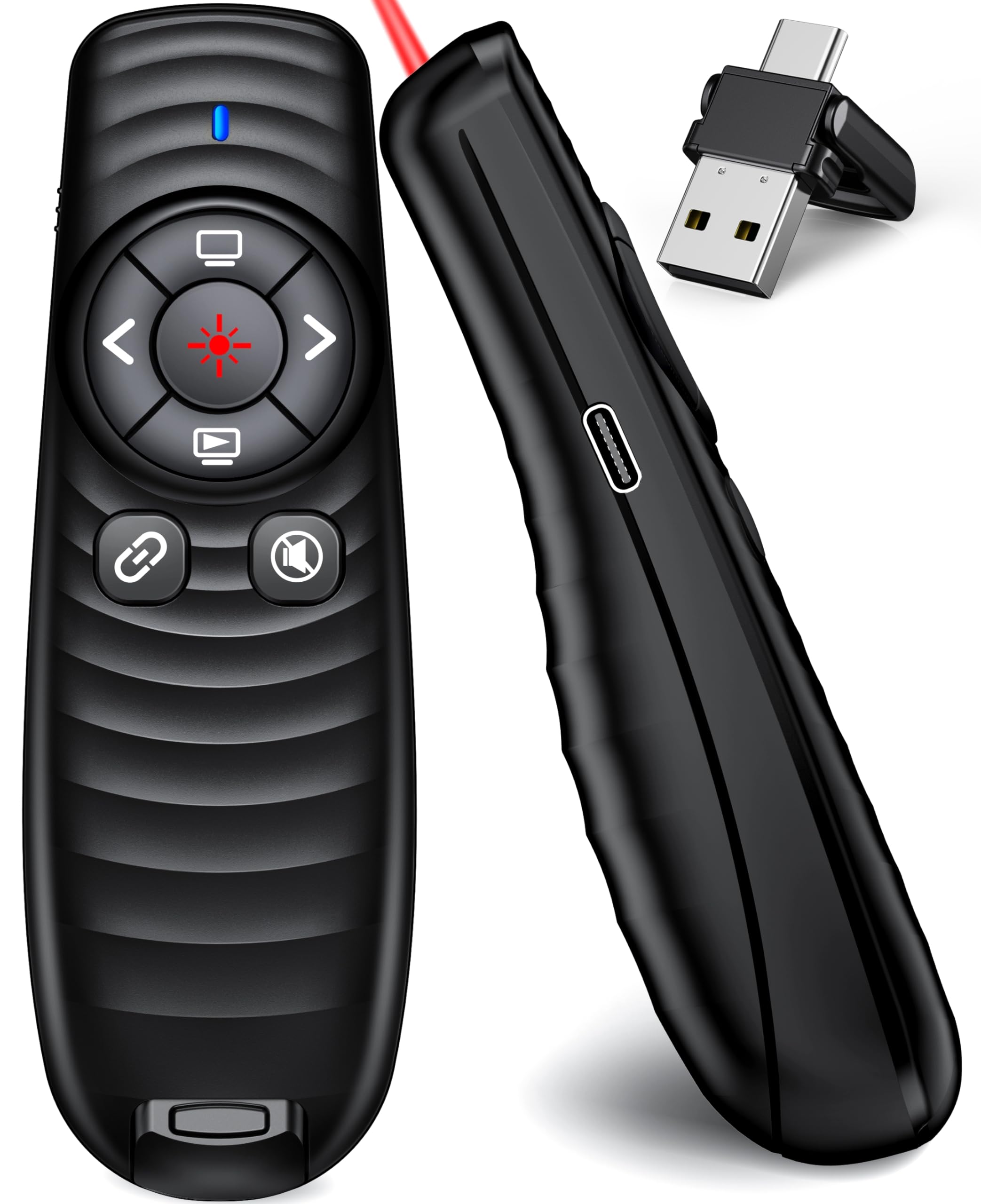 2-in-1 USB-C Wireless Presentation Clicker, 2.4GHz Slide Clicker with ...