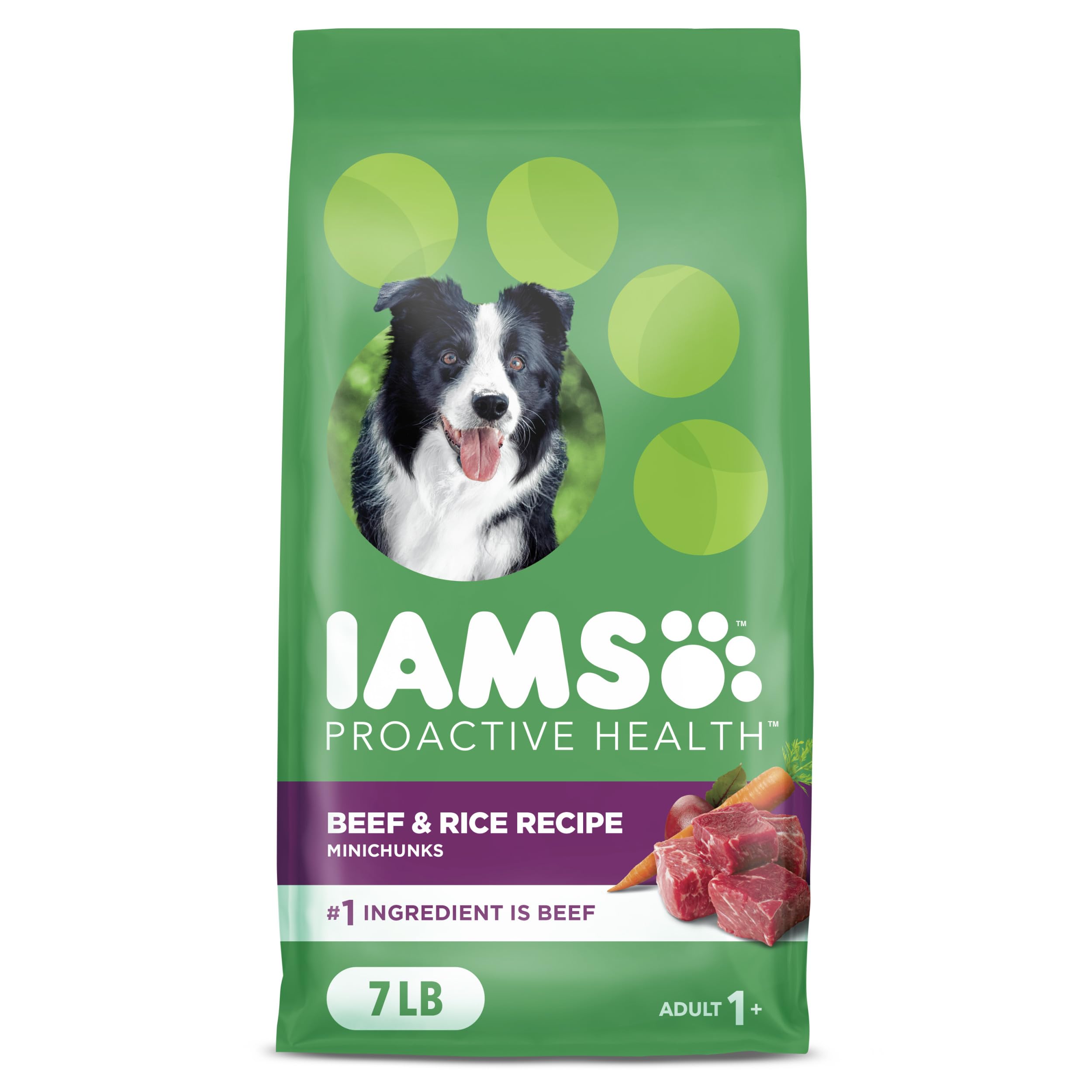 IAMS Proactive Health Adult Dry Dog Food Beef And Rice Recipe, 7 Lb ...