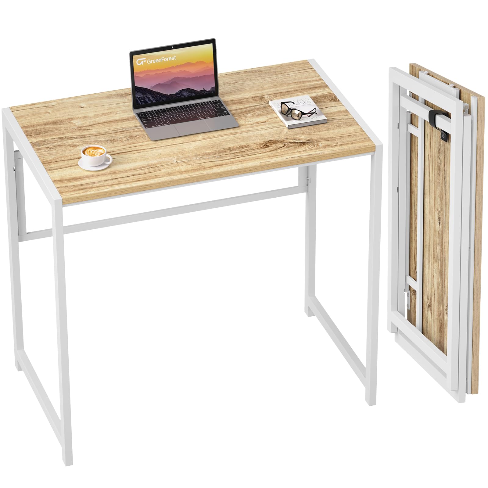 GreenForest Folding Desk No-Assembly,31.5 in Small Desk for Small ...