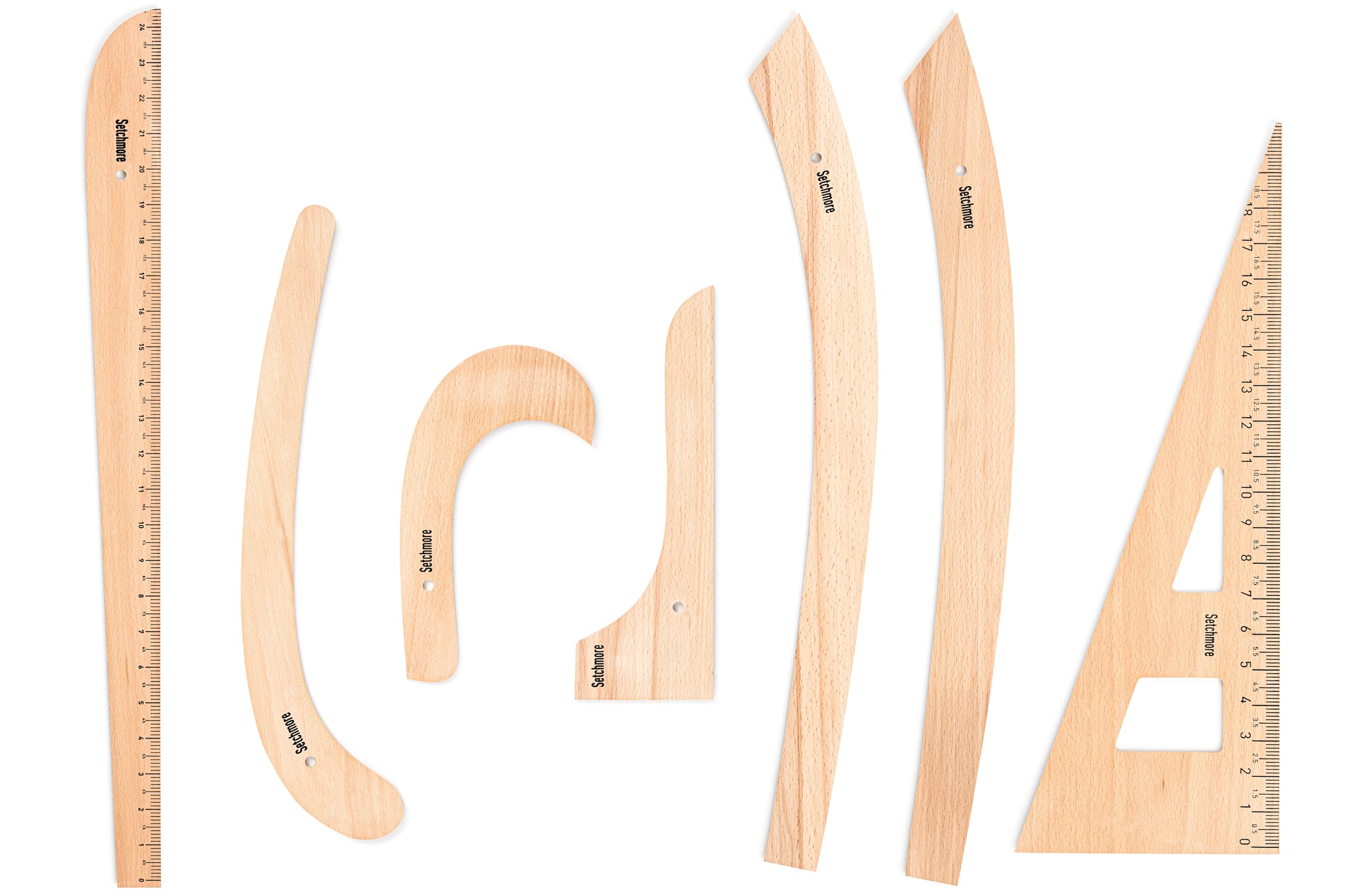 Mua 7 Piece Beech Wood Sewing Ruler Set, Vintage Pattern Making Ruler ...