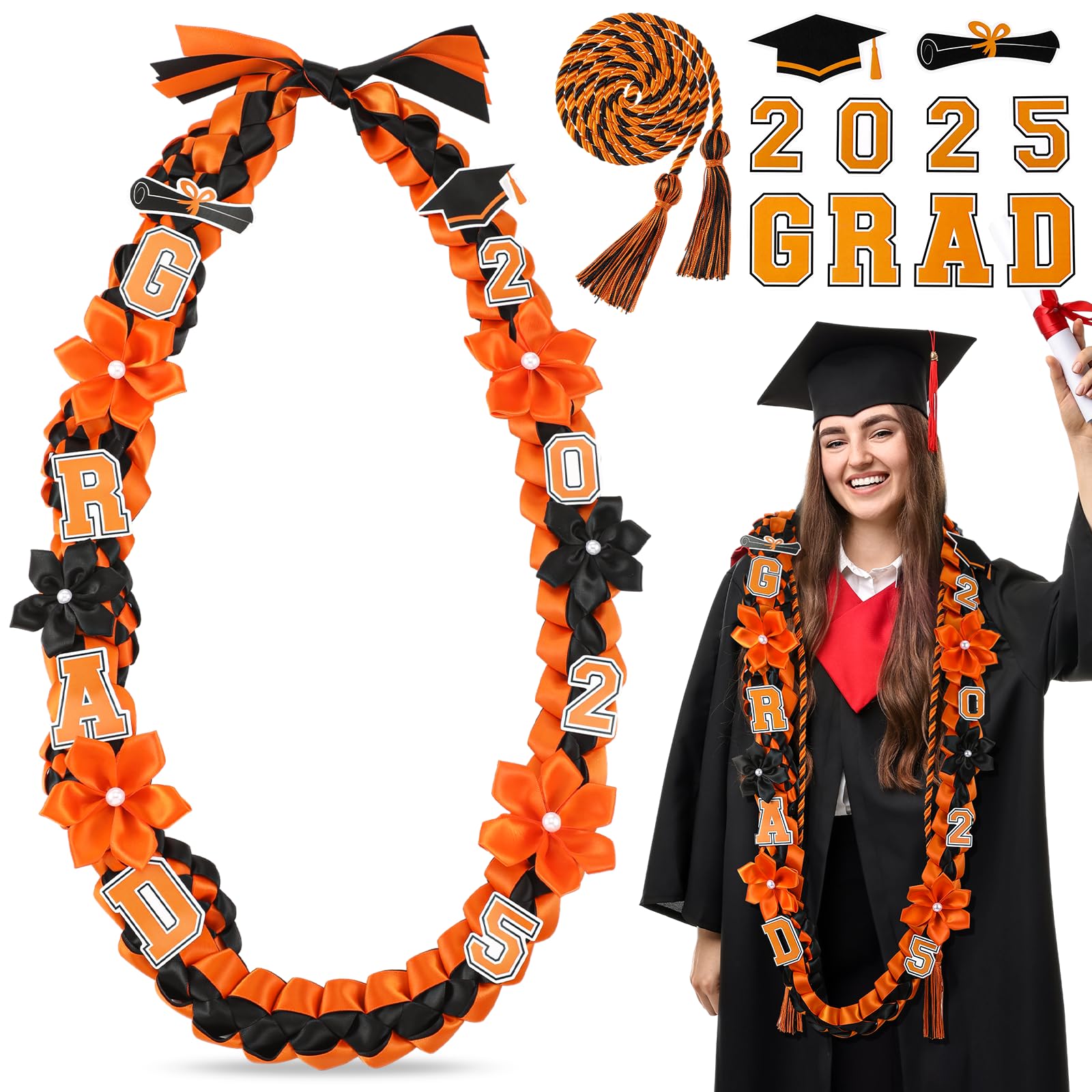 Thiccywoov Graduation Ribbon Lei Class of 2025 Grad Lei Kit Graduation ...