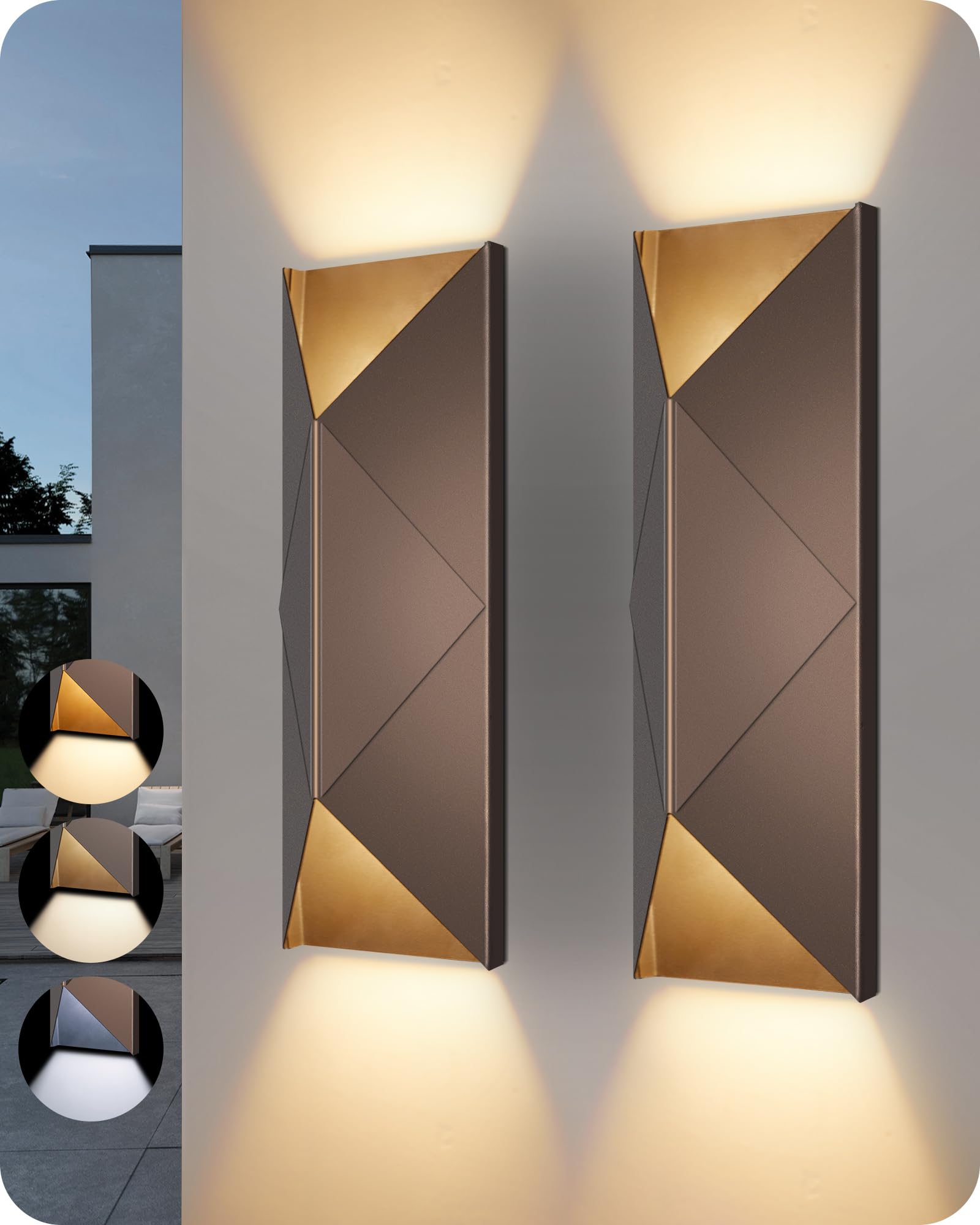 EDISHINE Up Down Outdoor Wall Lights, Outdoor Sconces Wall Lighting ...
