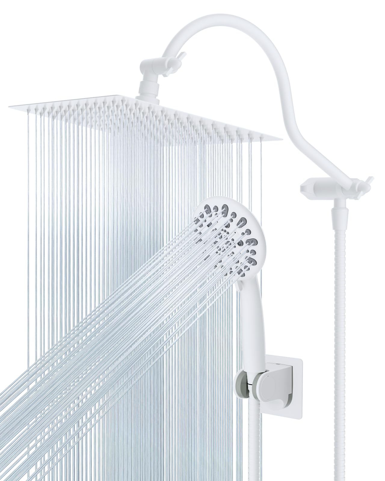 Hibbent All Metal Shower Head, 10'' High Pressure Rainfall Shower Head/Handheld Showerhead Combo ...