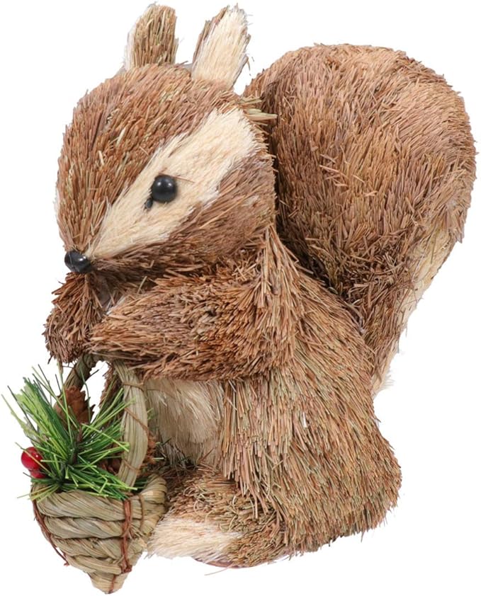 GARNECK Christmas Squirrel Figurines With Nut For Home Decor Straw ...