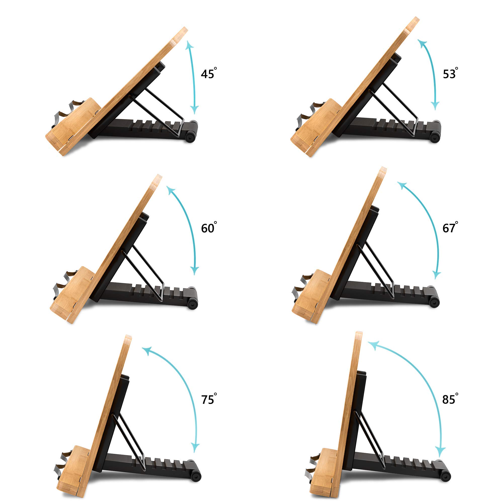 Mua Readaeer Bamboo Book Stand, Large Book Holder with 6 Adjustable ...