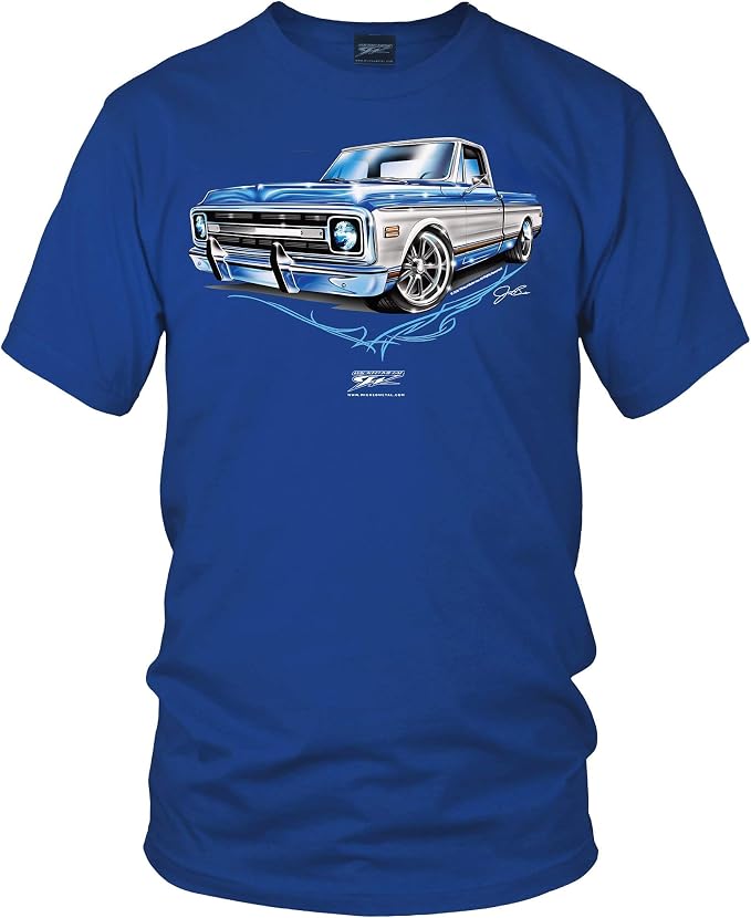 Amazon.com: Wicked Metal - C-10 Chevy Blue Truck Shirt, Chevy C10 t ...
