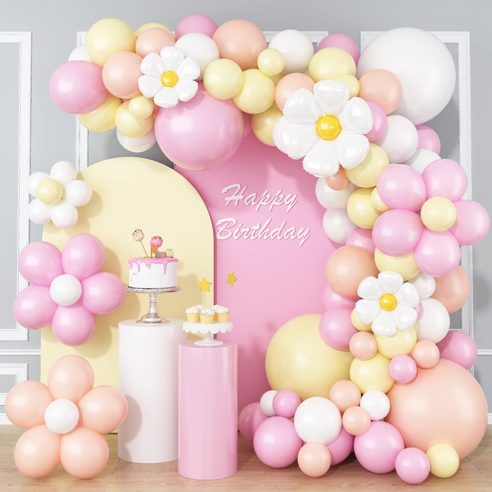 Daisy Flower Balloon Garland Arch Kit 137 pcs Groovy Flower Foil ...
