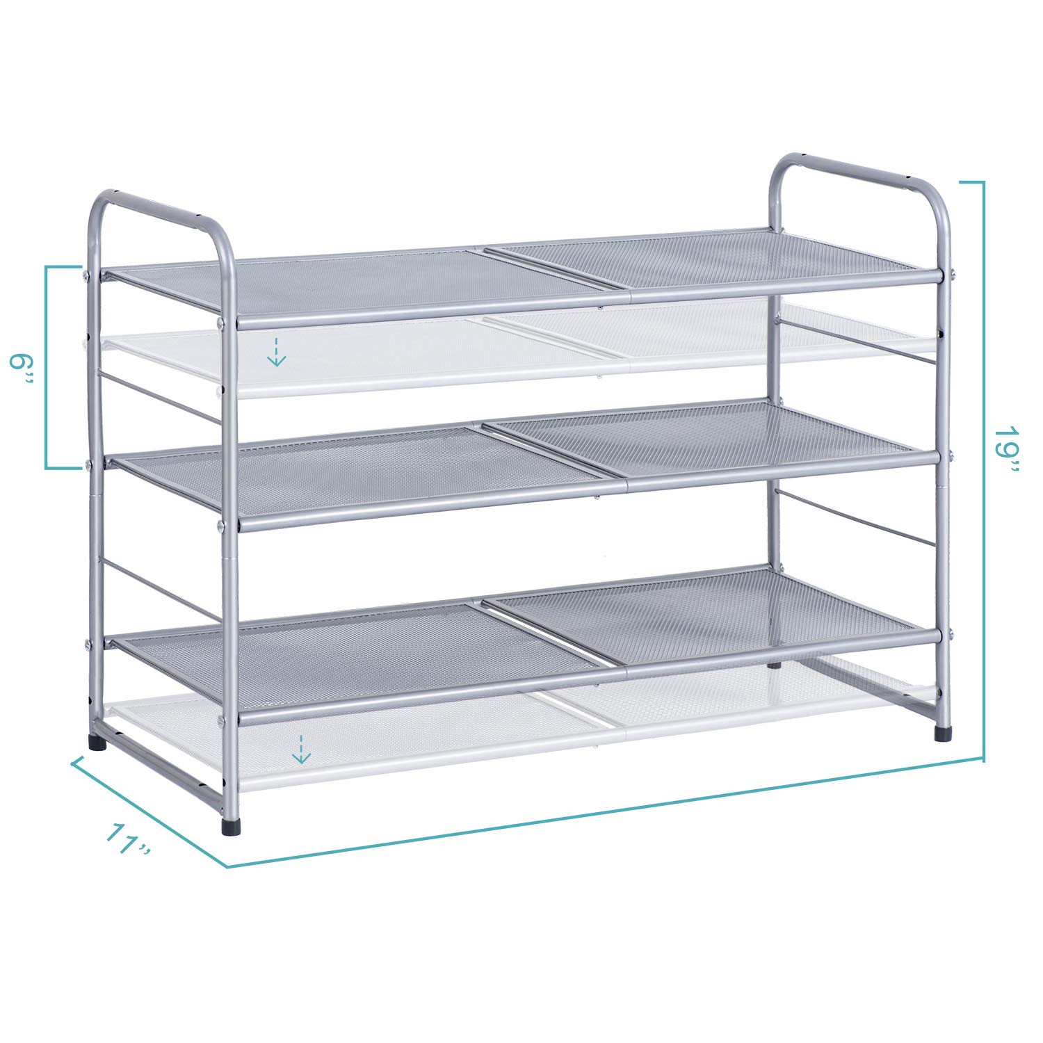Bextsware Stackable Metal Mesh Utility Shoe Rack (Silver) | Pricepulse