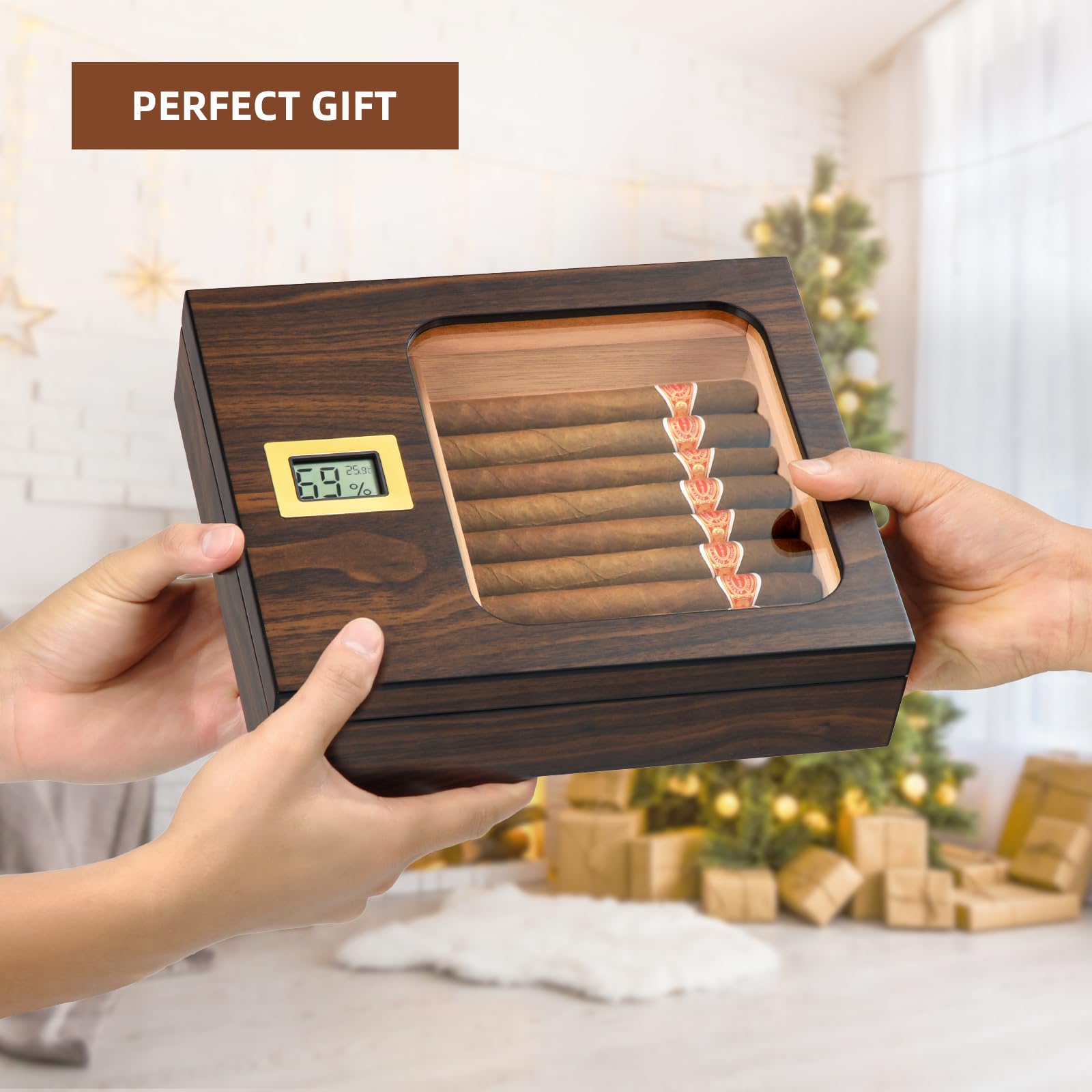 Mua OTAKOKIT Cigar Humidor, Modern Glass Top Cedar Humidor Cigar Box ...