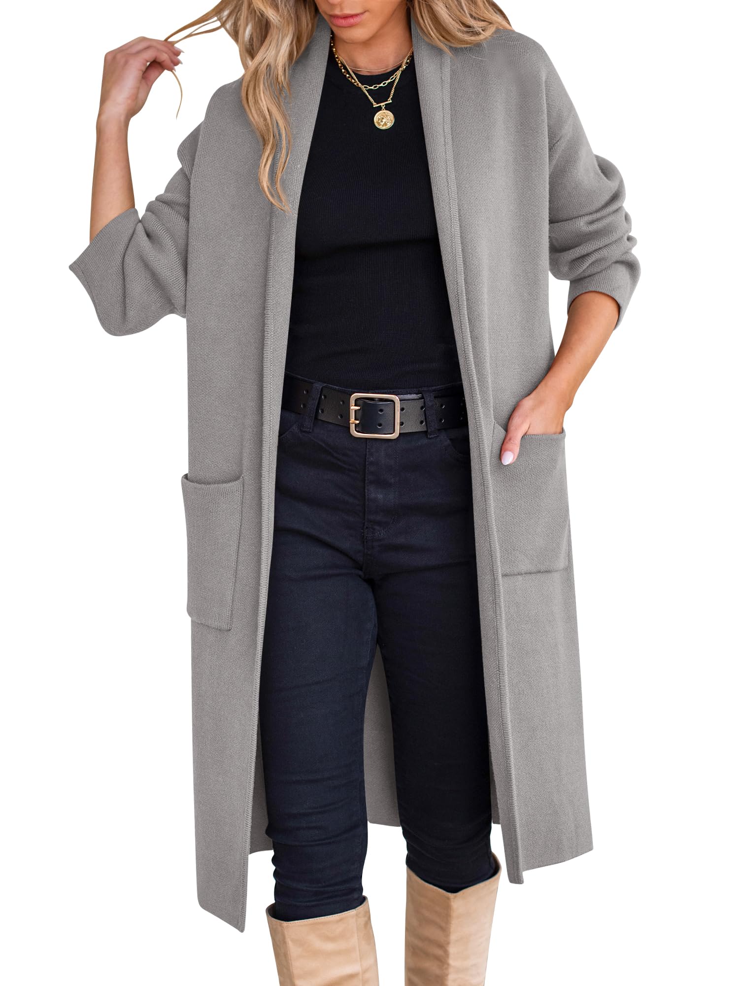 ANRABESS Women's Cardigan Long Sweater Oversized Open Front Knit ...