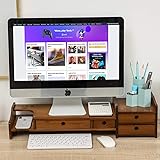 Amazon.com: Maydear Bamboo Monitor Stand Riser with Storage Drawer, 2 ...