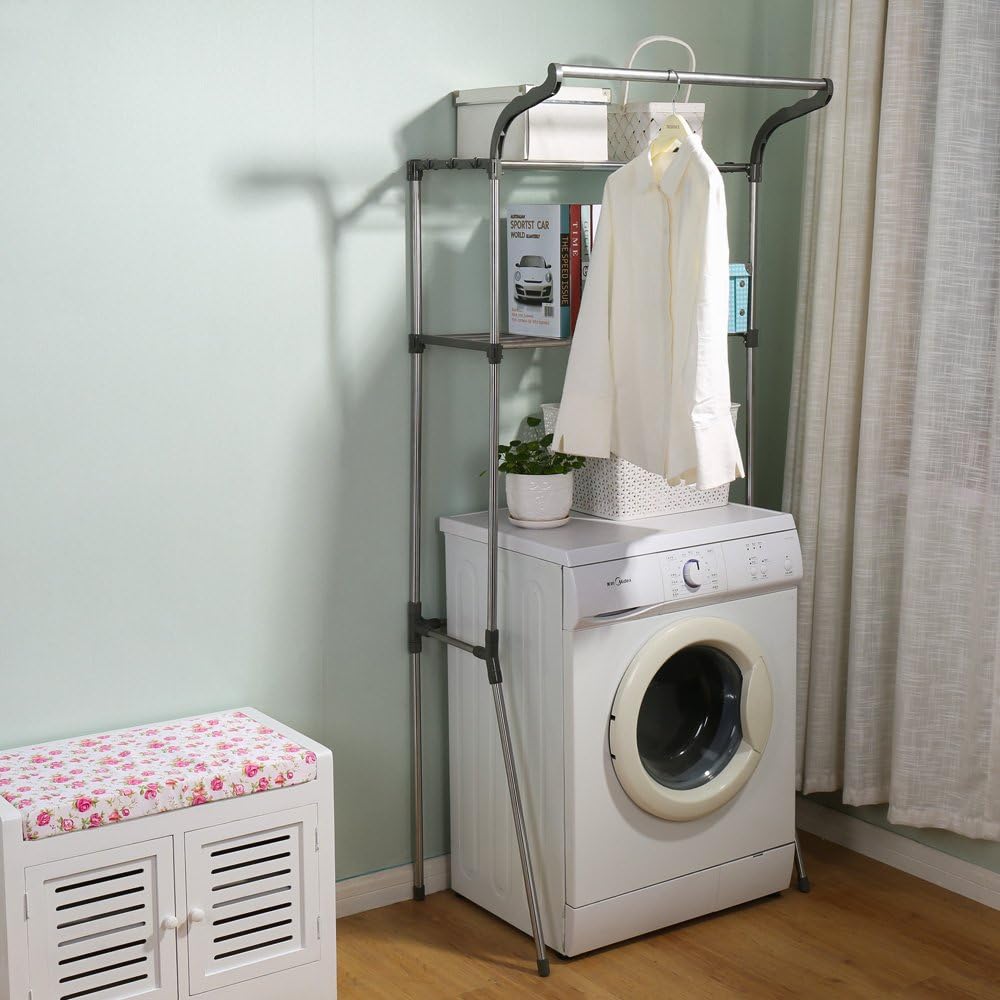 BAOYOUNI 2-Tier Over the Toilet Storage Rack Shelf Above Washing ...