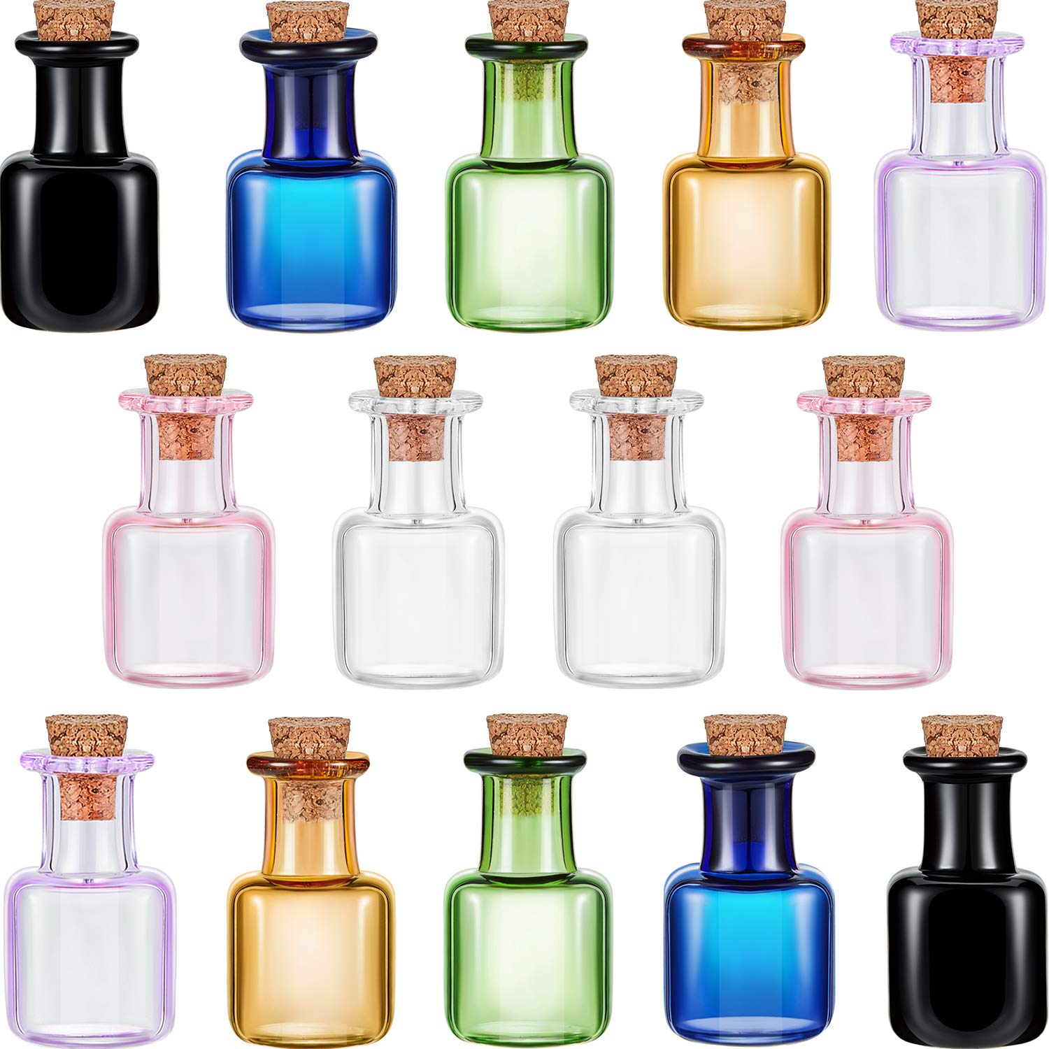 Mini Glass Color Bottles Wishing Bottle Tiny Jars Vials Rectangle Cute ...