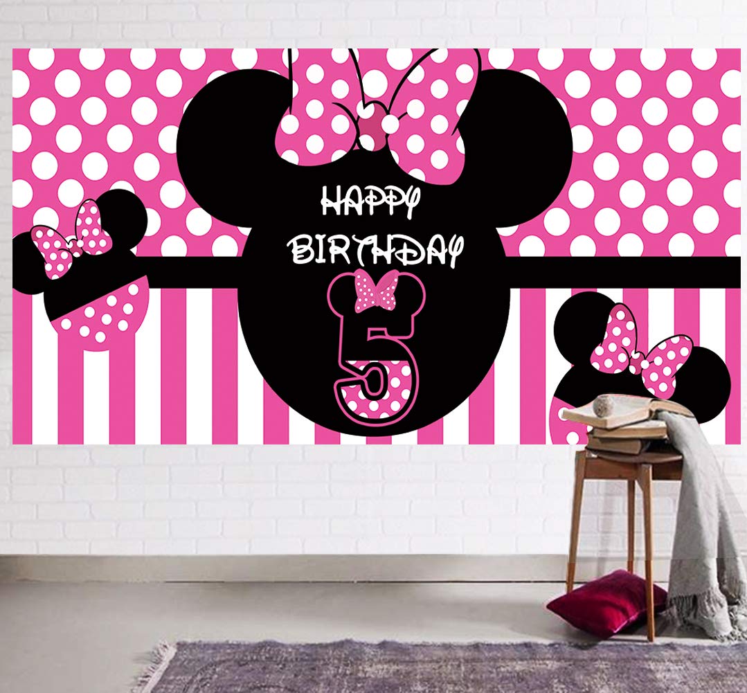 Buy Minnie Mouse 5th Birthday Backdrop, Minnie Mouse 5th Birthday ...
