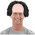 Amazon.com: IMEYLE Short Curly Black Wig Men Bald Crazy Wig with Hair ...