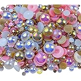 Amazon.com: 30g Half Pearl Rhinestones for Crafts Mixed Size 3mm-10mm ...