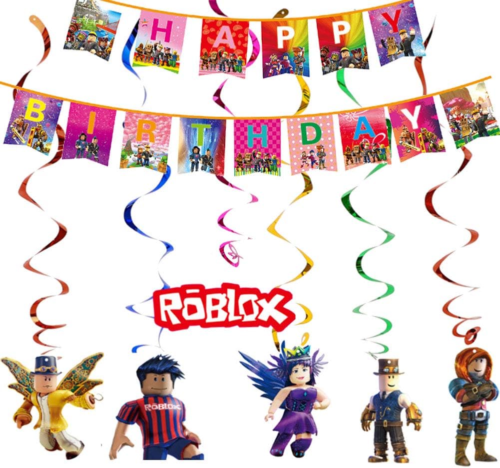 Game Theme Party Supplies Roblox Party Favor Roblox Hanging Swirl ...