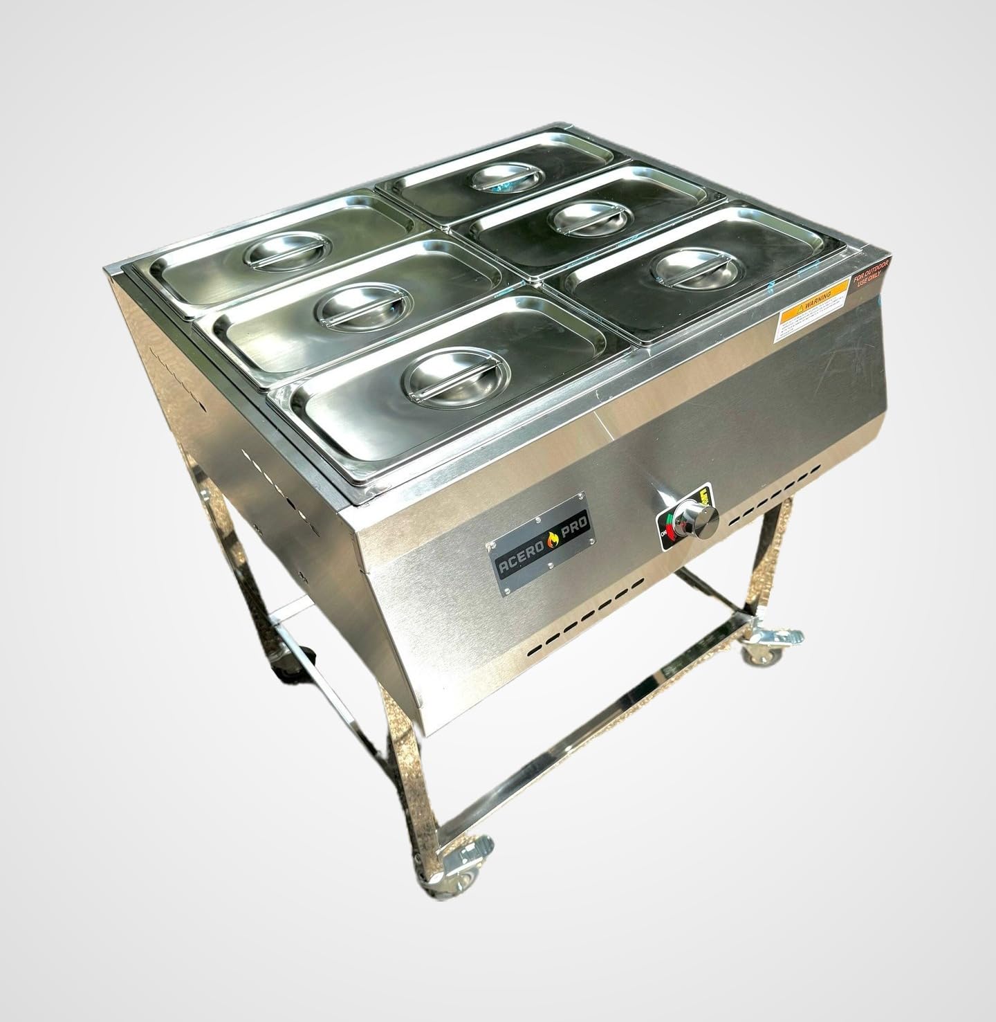 Acero Pro 6 Container Outdoor Steam Table Food Warmer Cart - Bain Marie ...