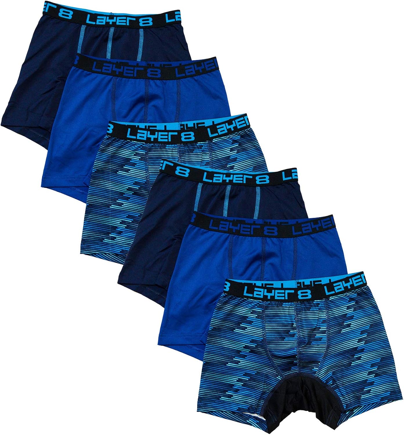 Layer 8 Men's 6-Pack Big Boys Underwear Performance Sports Boxer Briefs ...