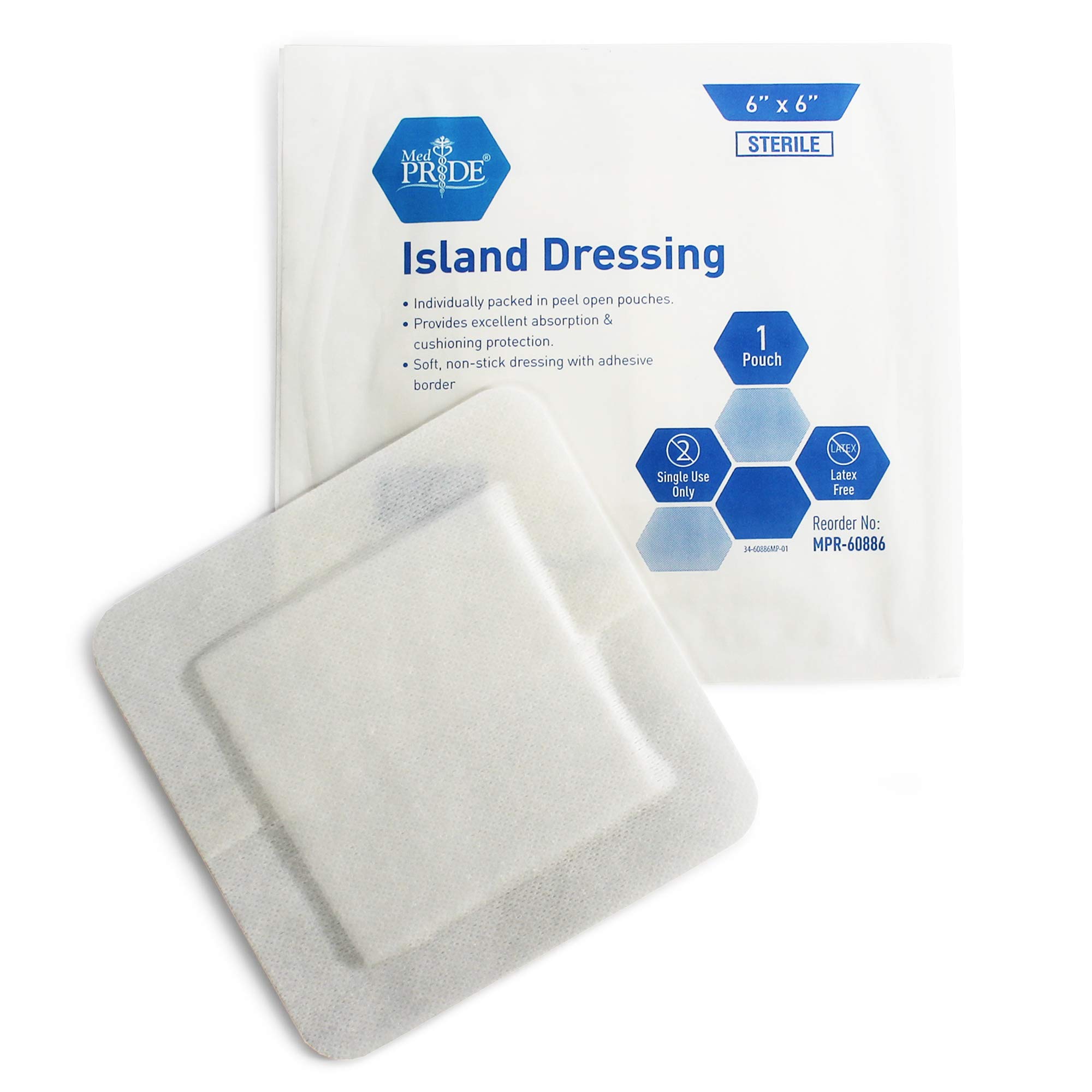 Medpride 6” x 6” Bordered Gauze-Island Dressing| 25 Pack-Individually ...