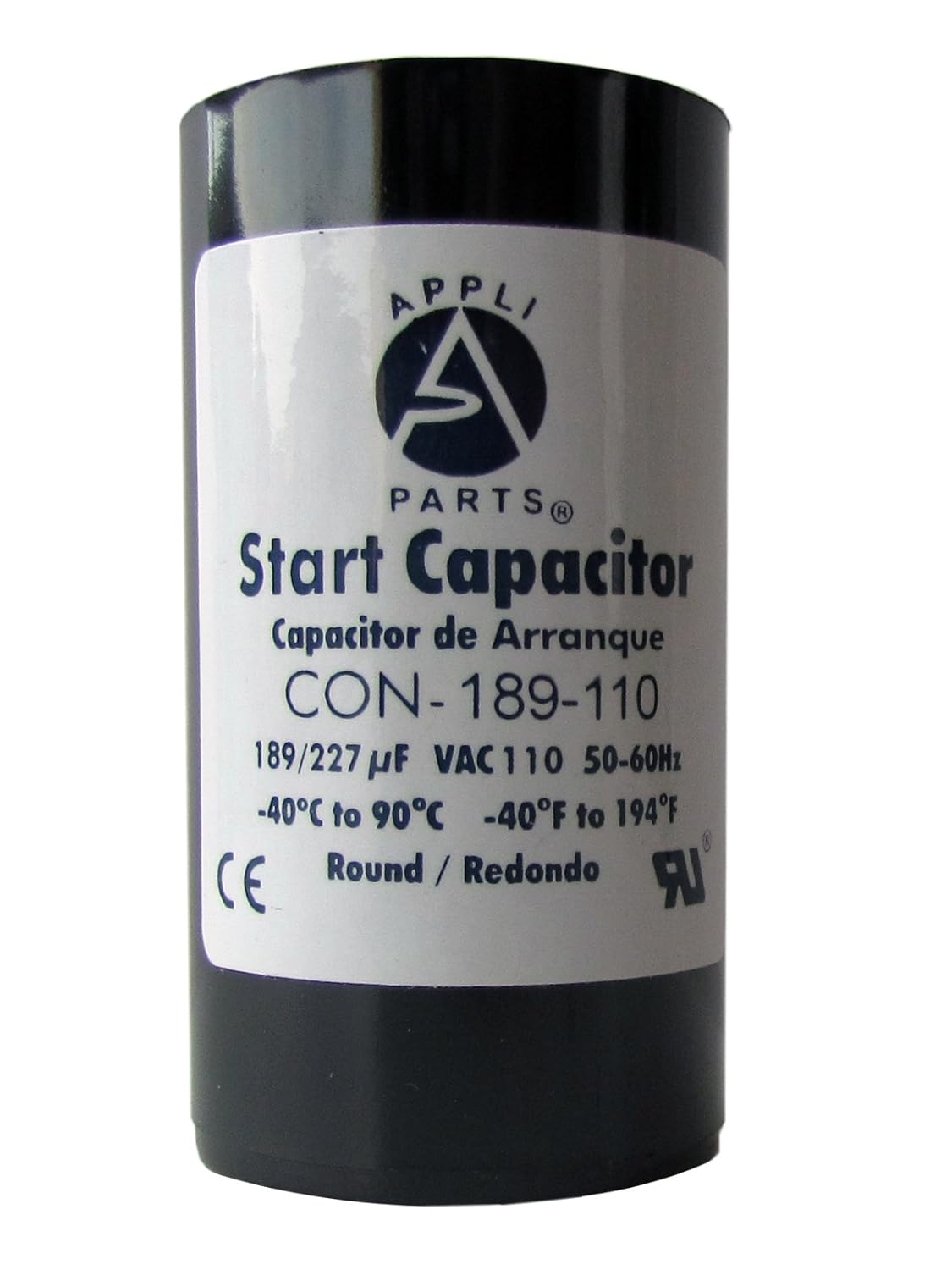 Start Capacitor 189-227 MFD uF 110V Round Can CD60. UL Certified ...