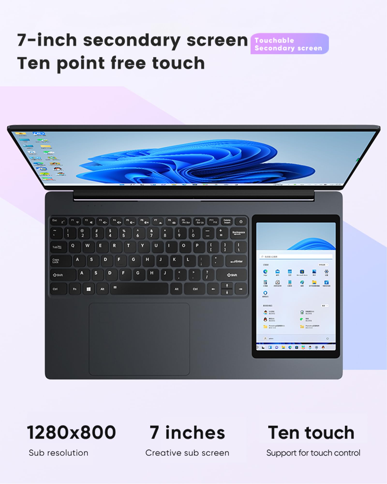 Mua Tuofudun 15.6 inch Dual Screen Ultrabook Laptop, 7 inch Touch ...