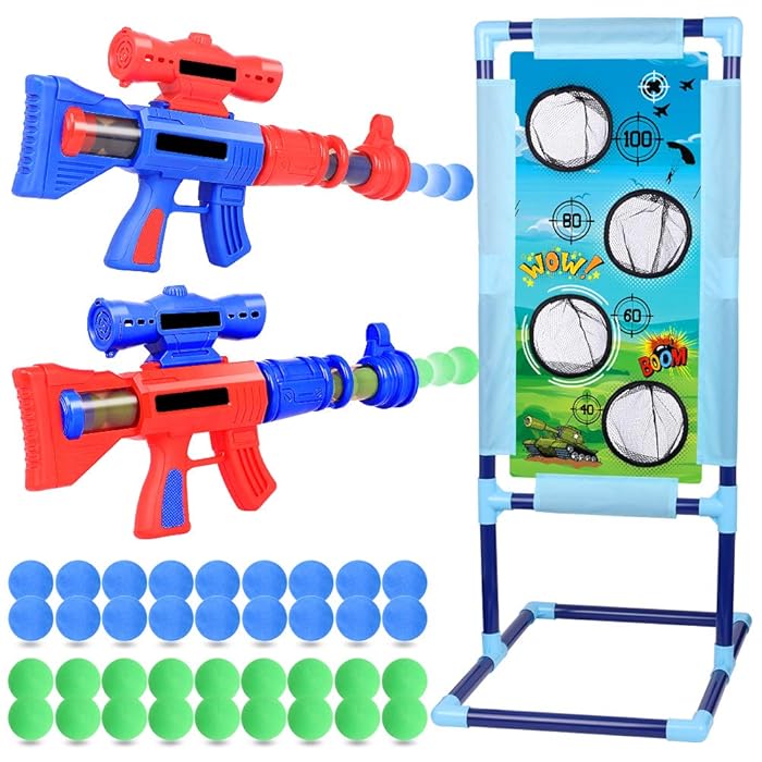 Buy NZQXJXZ 2 Pack Air Powered Shooter Guns & Standing Shooting Target ...