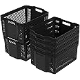 Amazon.com: Qqbine 6 Packs Large Plastic Stackable Storage Baskets ...