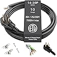 Amazon.com: Elecan 4-Prong Dryer Power Cord 4 Ft Black, 30 Amp ...