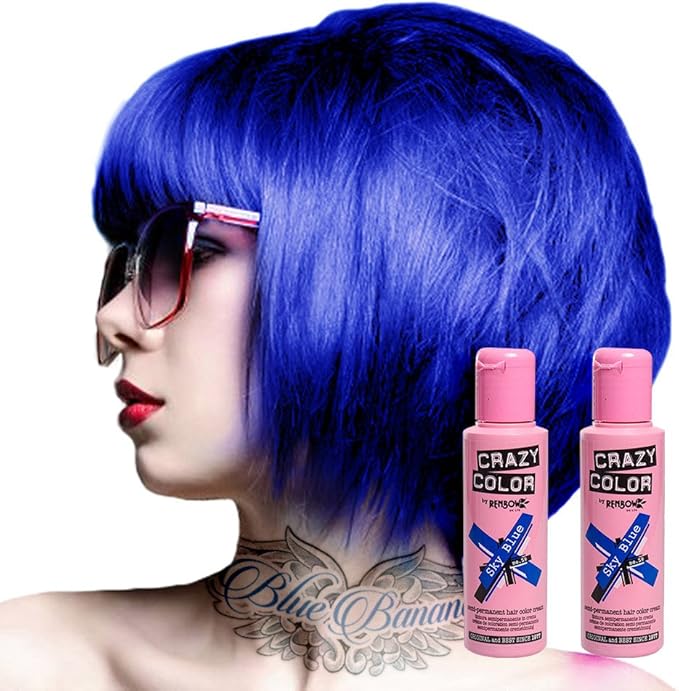 Pacco Da Due Tinte Semipermanenti Per Capelli Da 100ml Crazy Color (Sky ...