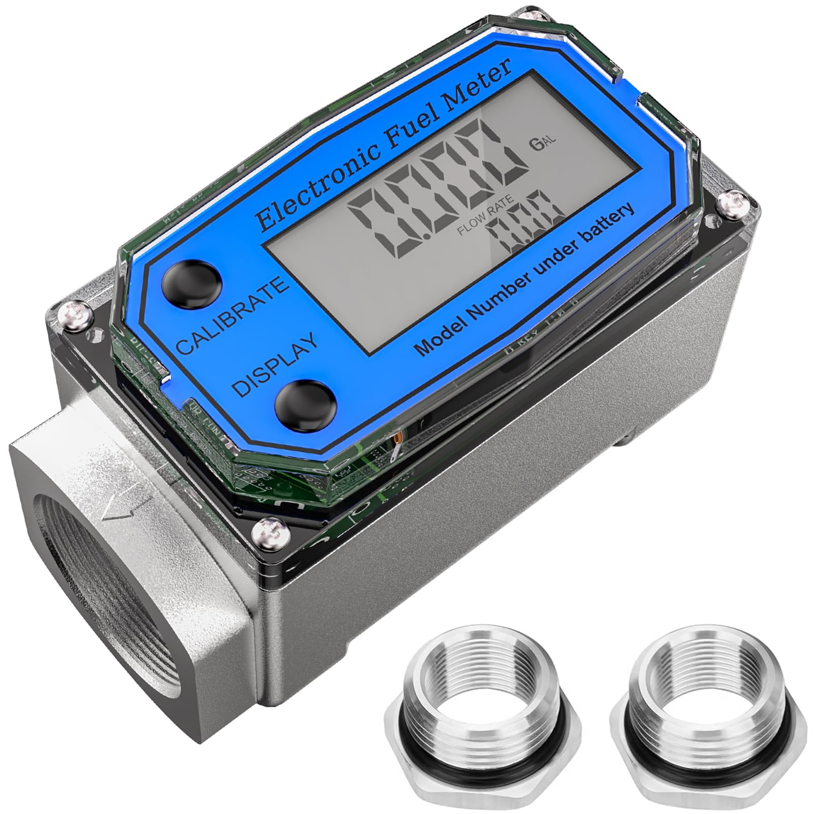 Mua 1 Inch Fuel Flow Meter with 3/4 in Adapters, Digital Turbine Flow meter 2.5-31 GPM Inline ...