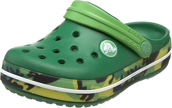 Crocs Junior Crocband Dino Camo Kelly Green/lime Mule and Clog Sandal ...