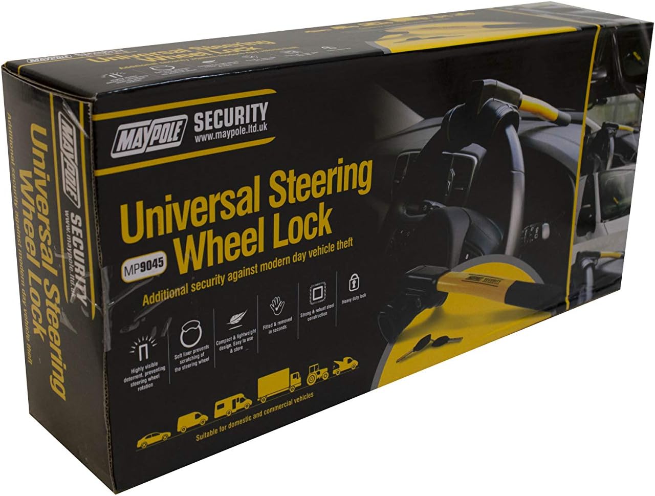 BITS4REASONS New Model Maypole Dashboard Universal Steering Wheel Lock MP9045 – BigaMart