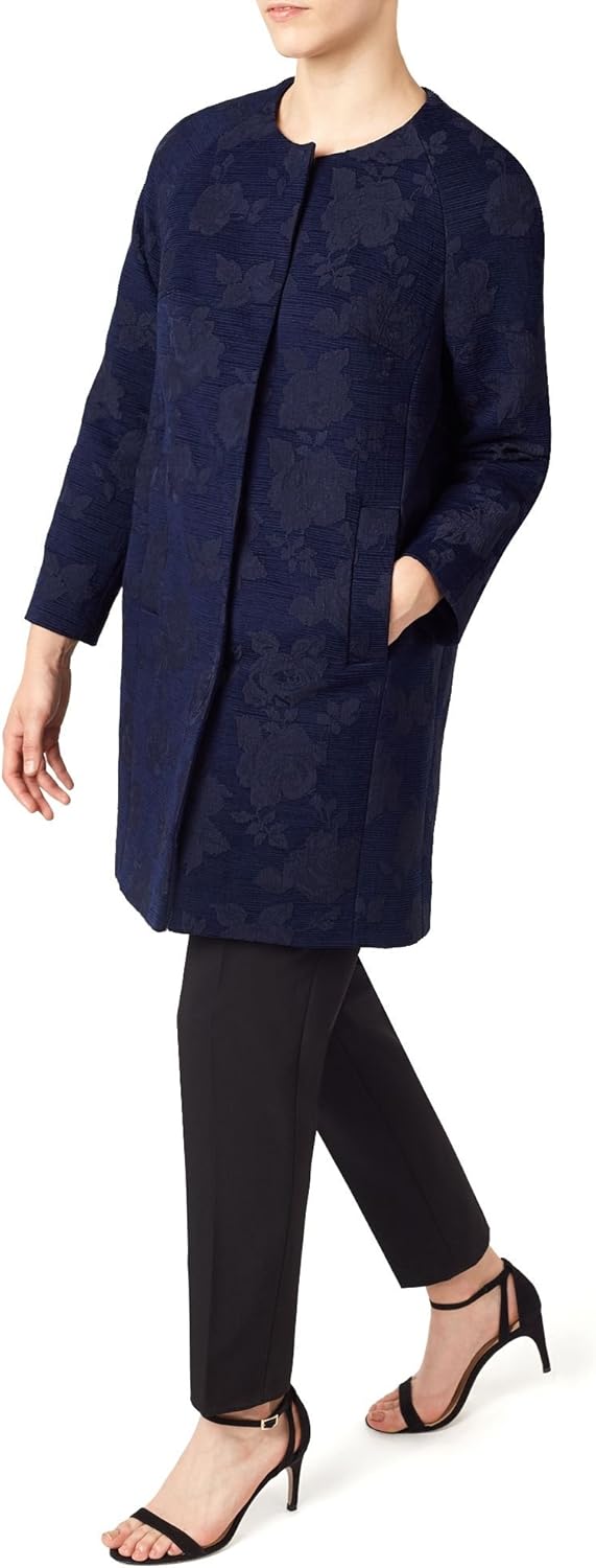 Jacques Vert Women's Petite Jacquard Coat, Blue (Navy), 16: Amazon.co ...