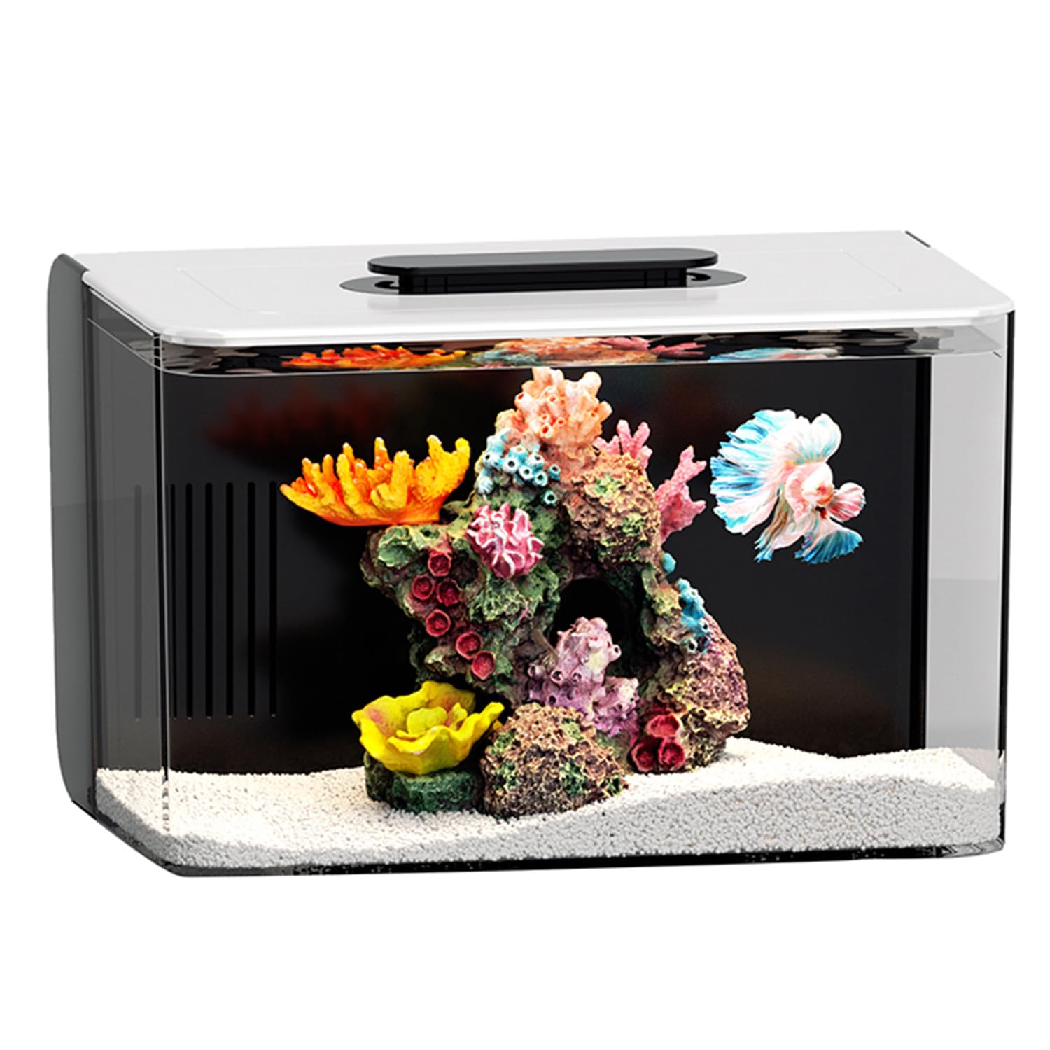 Betta Fish Tank Small Aquarium with 3 Stage Filtration, Light, Self ...