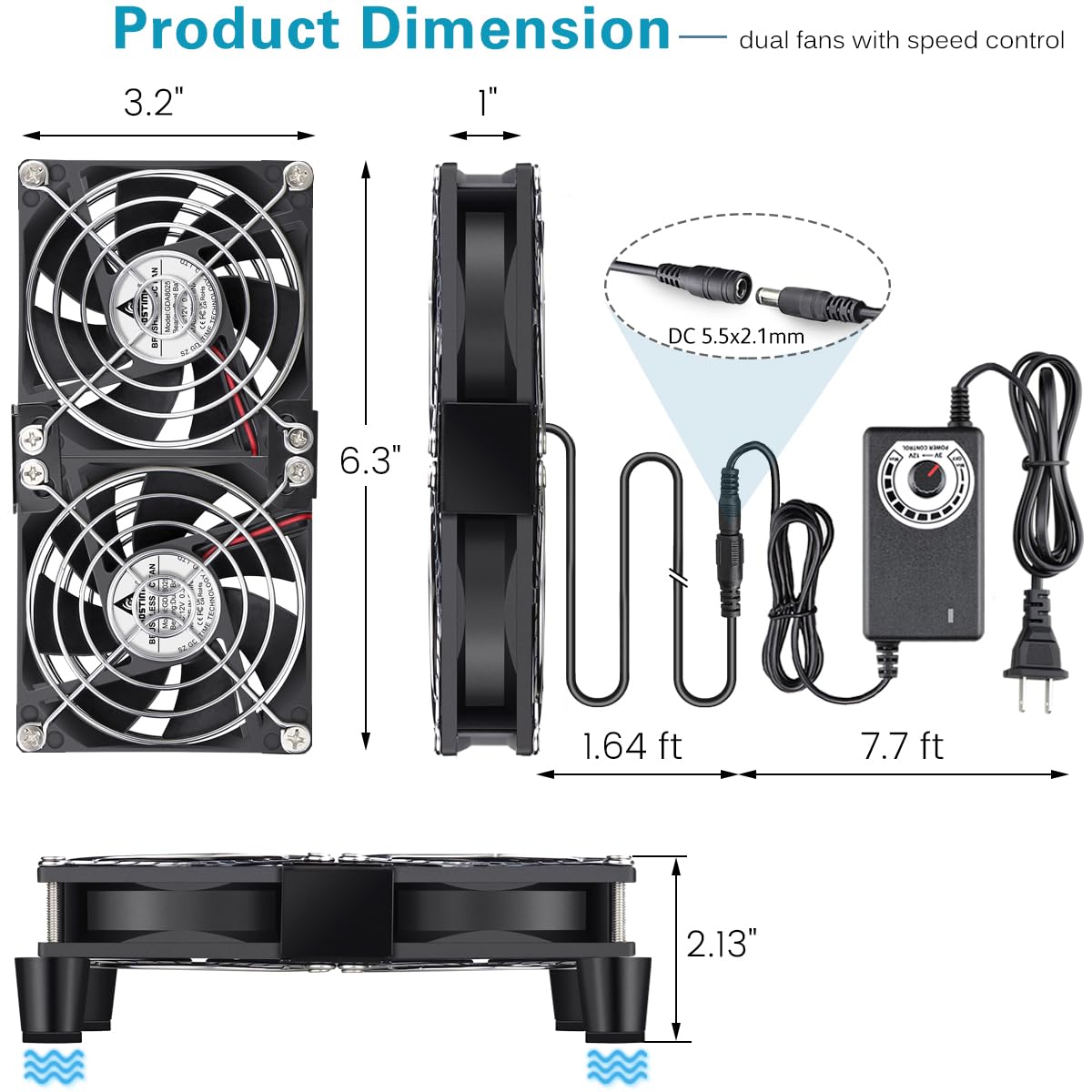 Mua GDSTIME Dual 80mm x 25mm Computer Fan with AC Plug, 110V 120V 240V ...